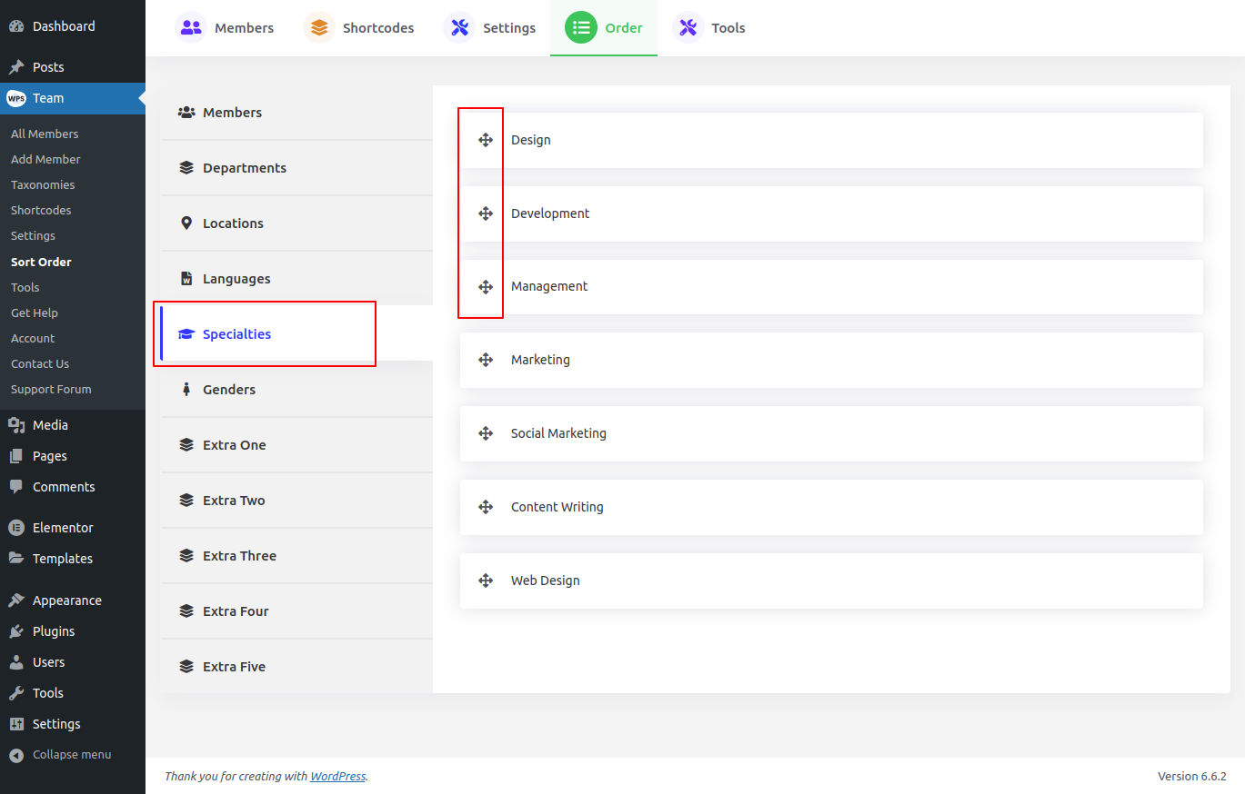 Taxonomies Order Wpspeedo