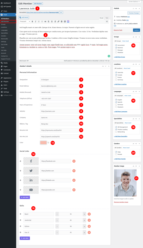 Add/Edit a Member - WPSpeedo